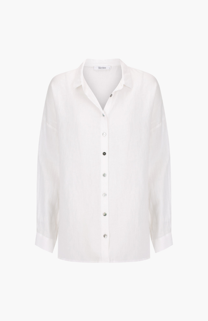 Shop Morrison White Linen Jaxon Shirt Online | True Store